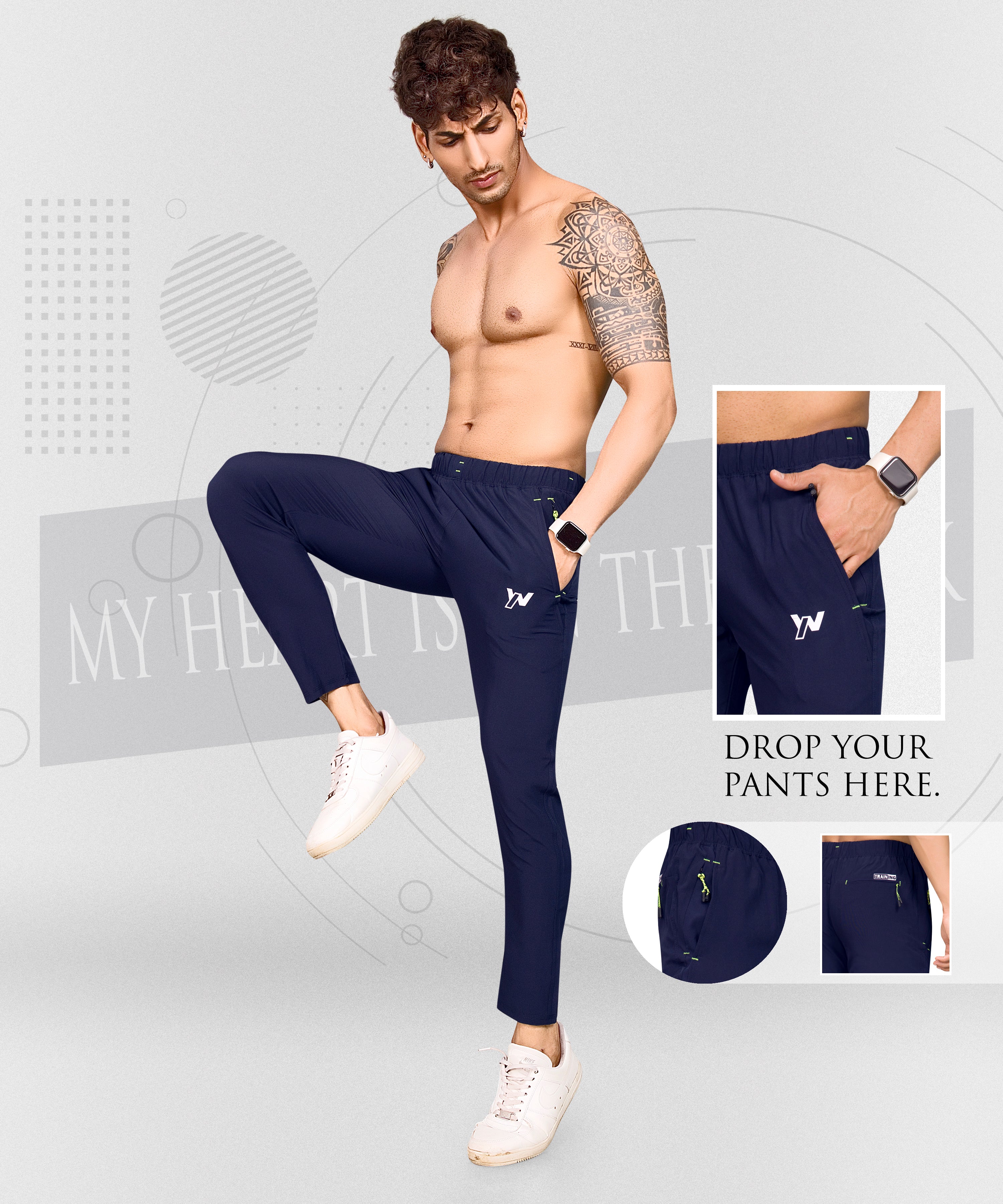 Cargo Track Pants With 5 Smart Pockets- Milange Blue